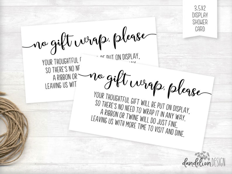 Display Shower No Gift Wrap Card Printable - Etsy