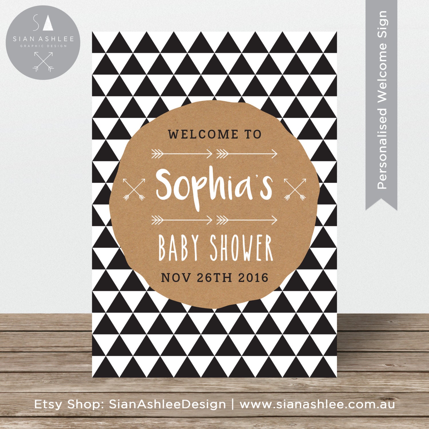 Baby Shower Welcome Sign | Gender Neutral for Boy or Girl | Triangles ...
