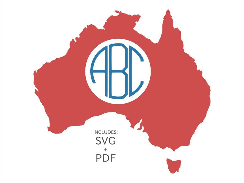 Australia SVG, Aussie Solid Monogram Vector Cut File. Circle Frame for ...