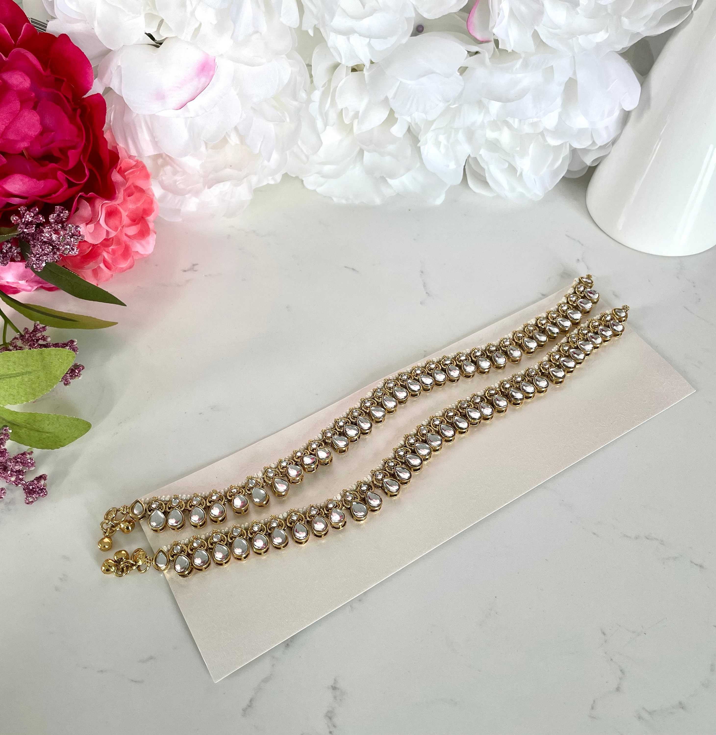 Kundan Payal Anklet, Gold Anklet, Kundan Jhanjar, Indian Jewelry ...