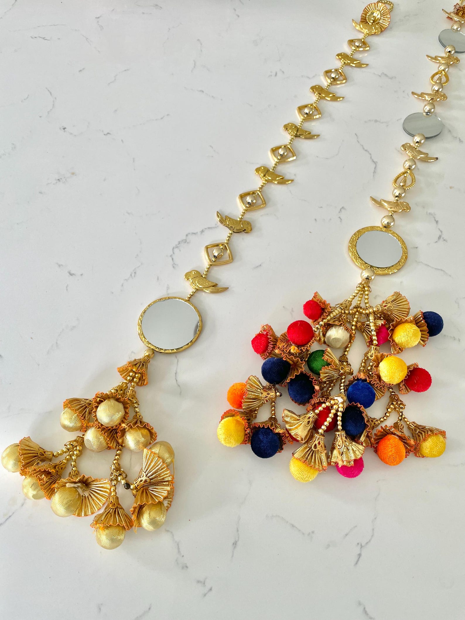 Multicolour Mirror Paranda With Exquisite Bird Motifs Sangeet Hair ...