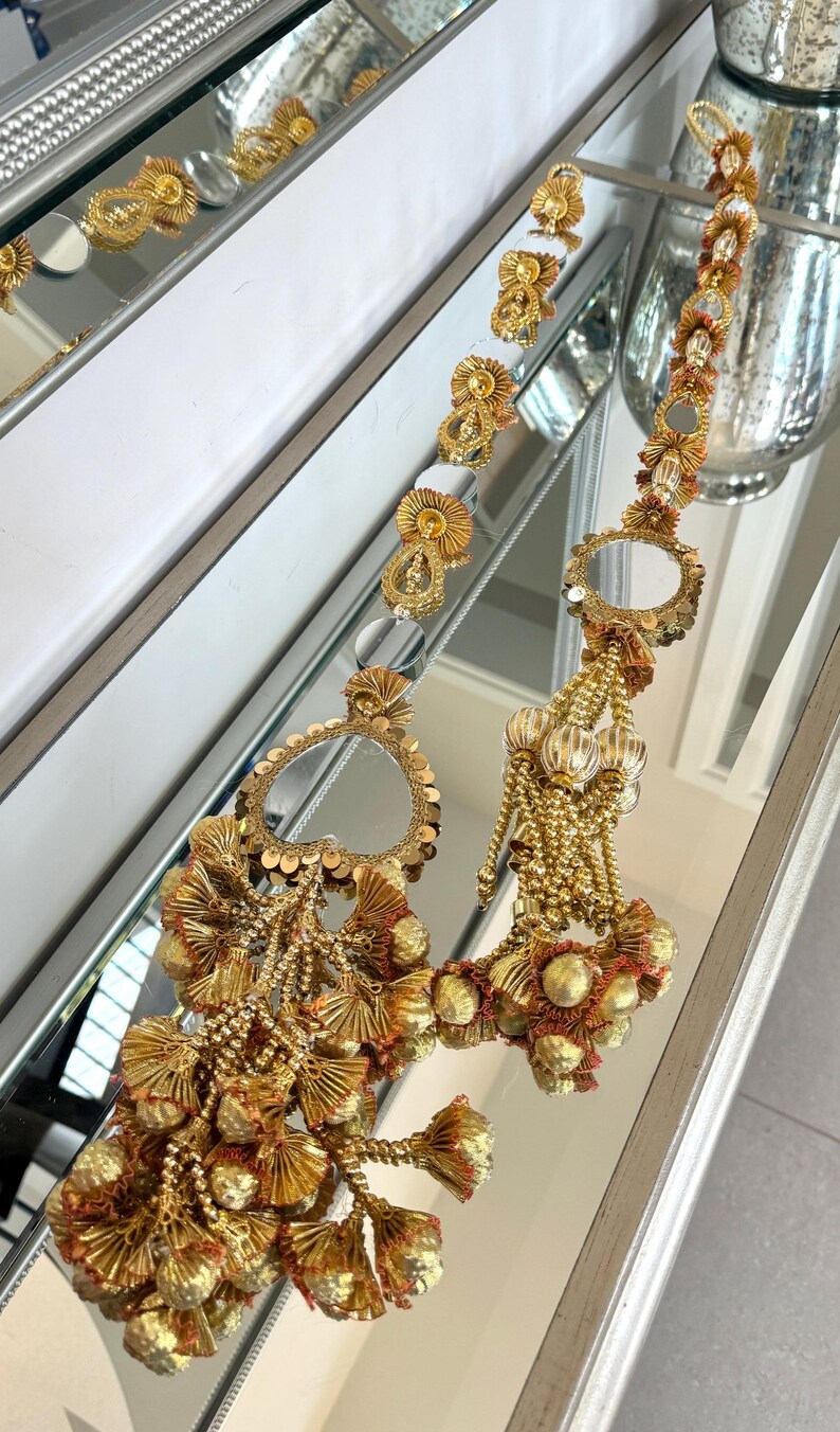 Gold Mirror Paranda Gold Parandi Indian Hair Jewelry Indian Jewelry ...