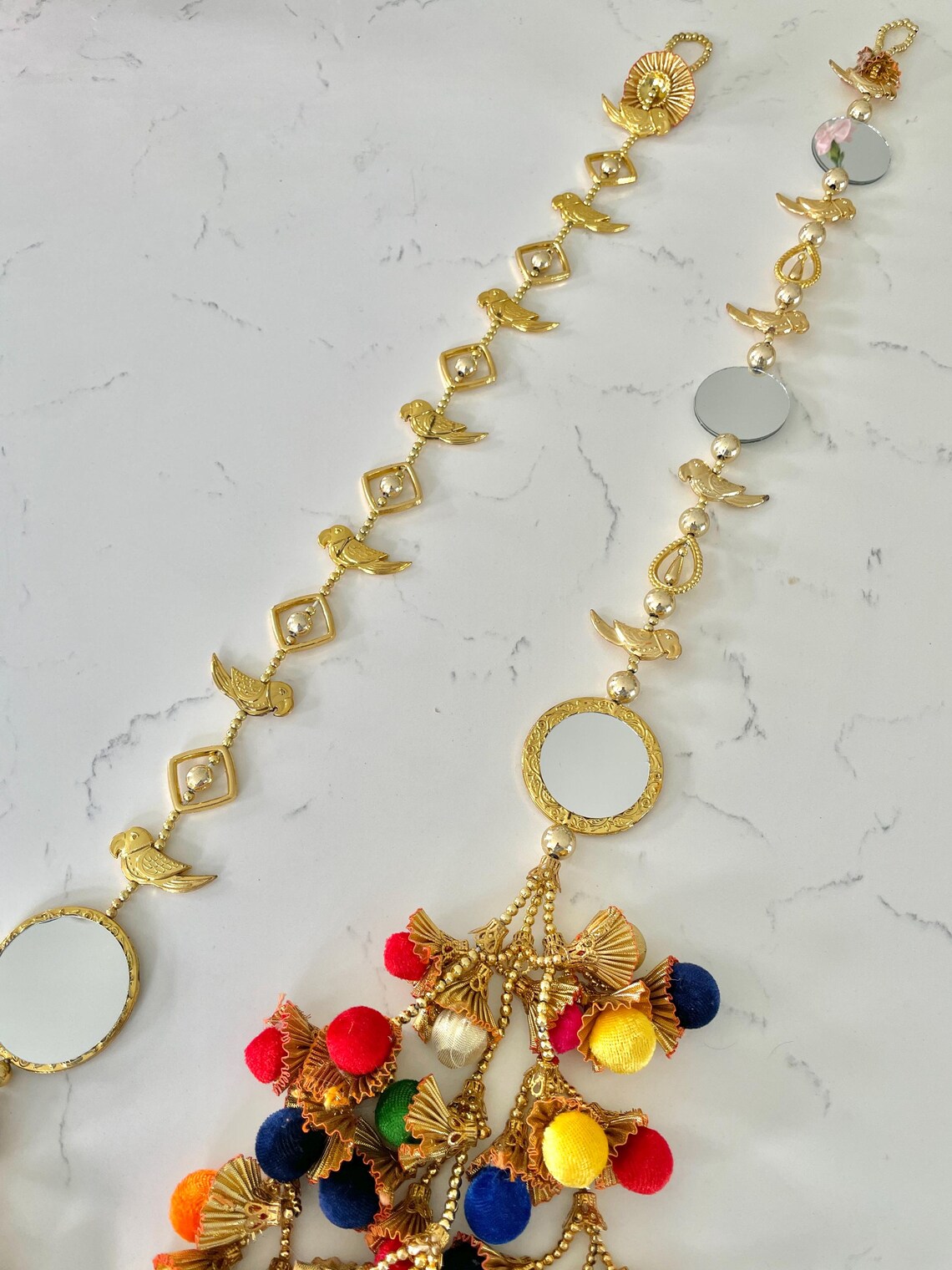 Multicolour Mirror Paranda With Exquisite Bird Motifs Sangeet Hair ...