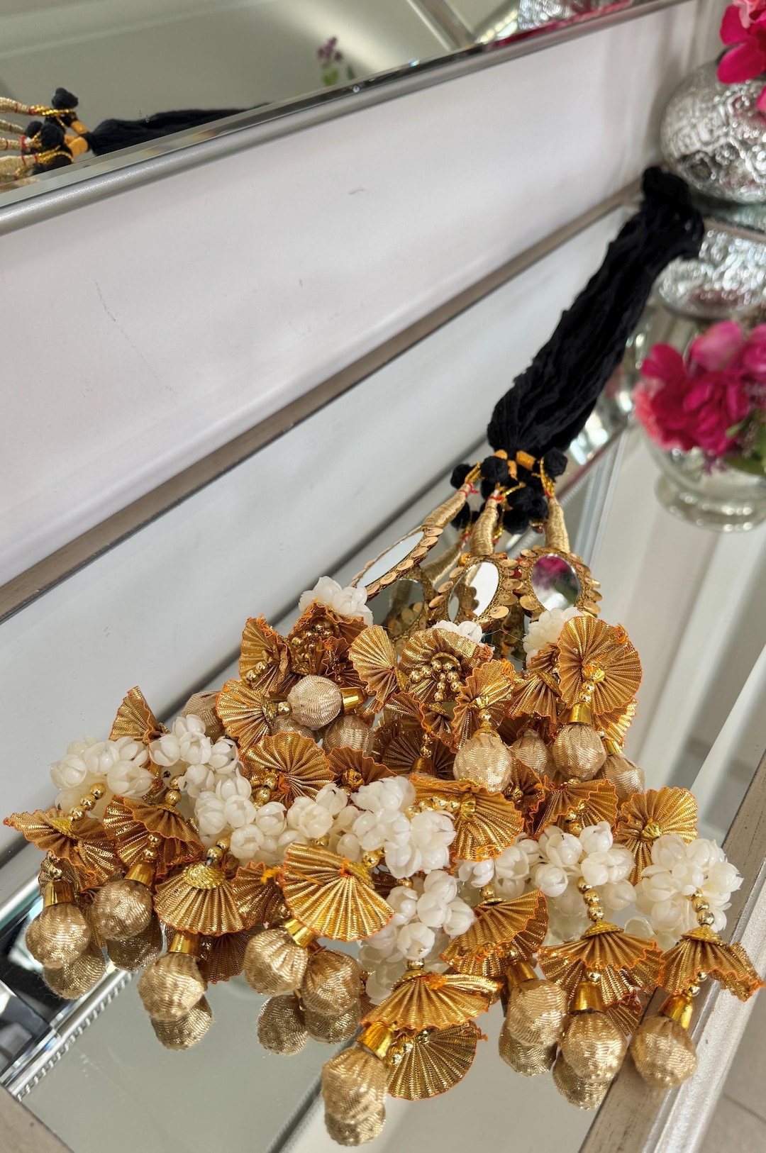 Gold Mirror Paranda | Gold Parandi | Indian Hair Jewelry | Indian ...