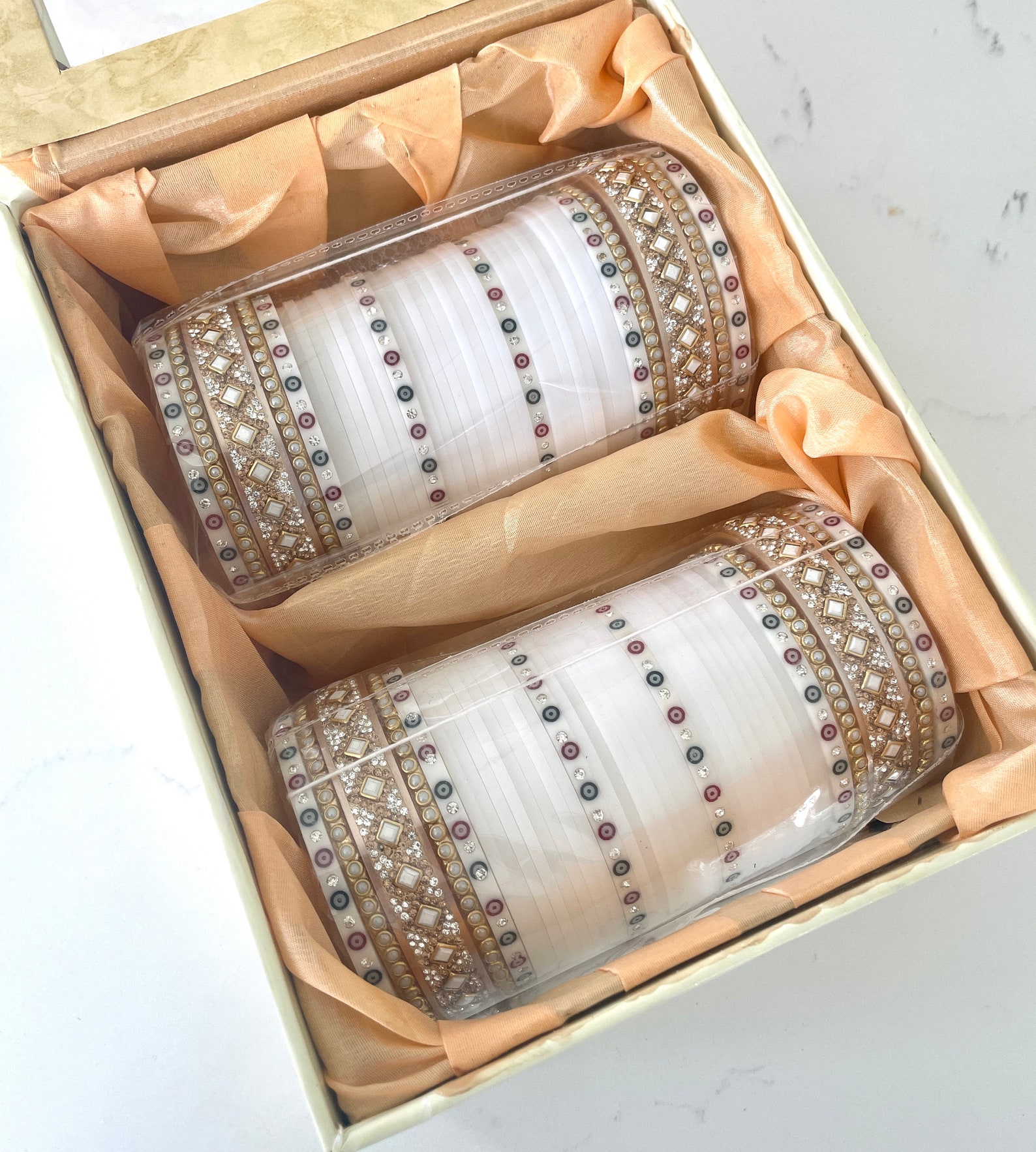 White Chura, White Choora, Gold Wedding Choora for Indian Bride, White ...