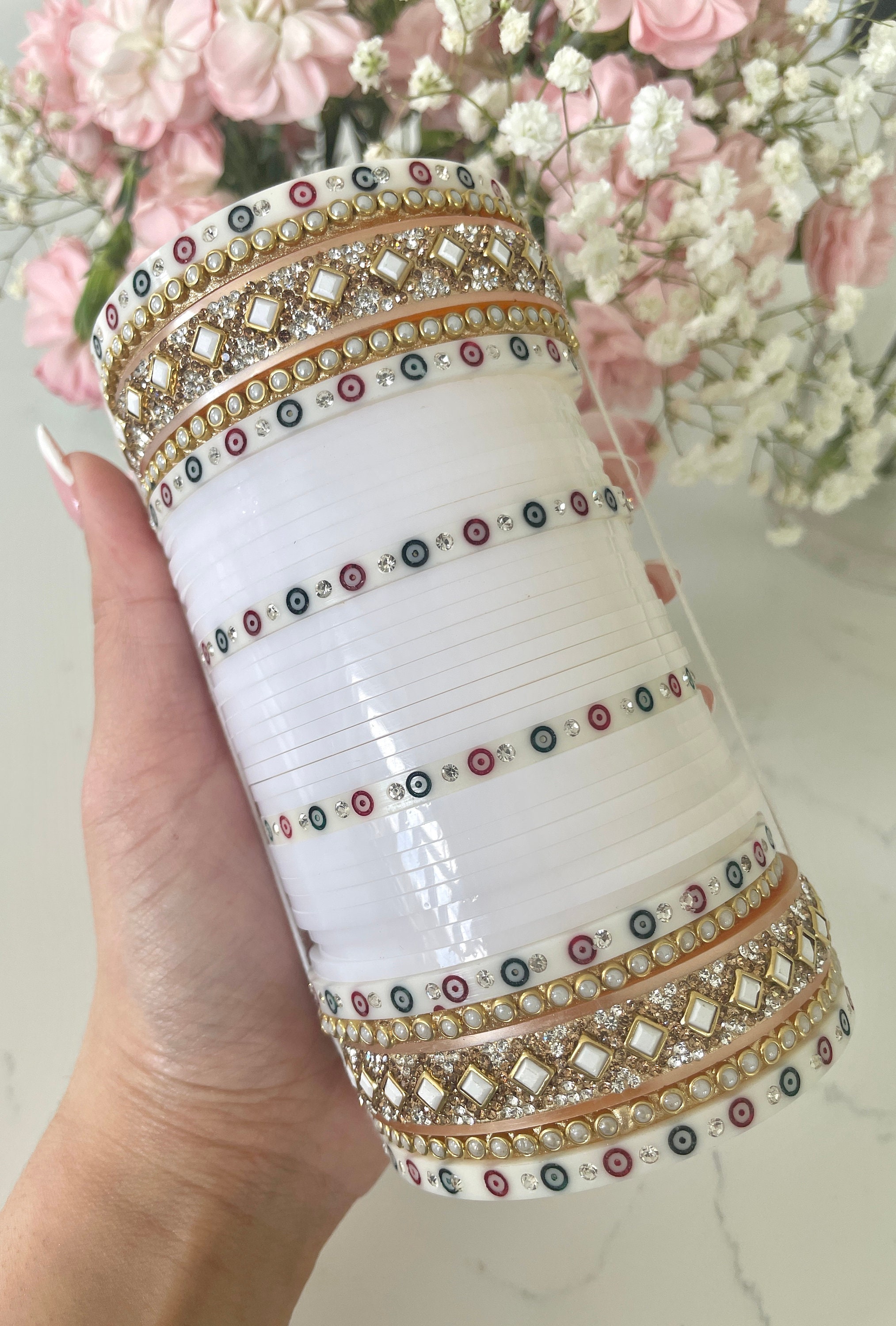 White Chura, White Choora, Gold Wedding Choora for Indian Bride, White ...