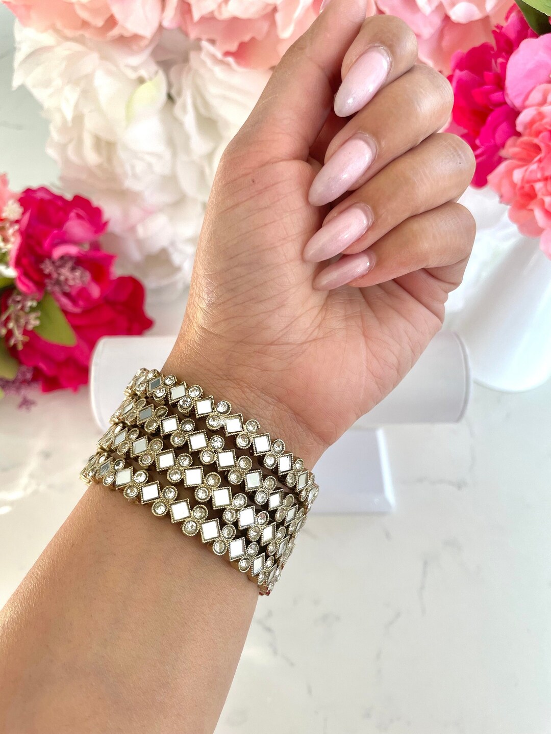 Antique Gold Mirror Bangles Set Accent Bangles Wedding - Etsy