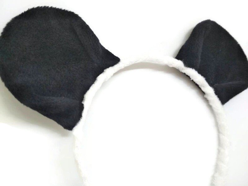 Panda Ears Black White Bear Ears Headband Plush Hair Band Baby - Etsy
