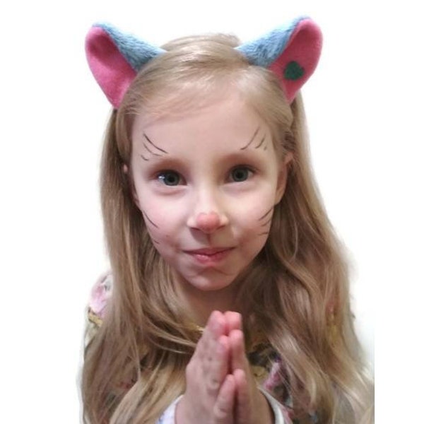 Baby Blue and Pink Cat Ears - Etsy