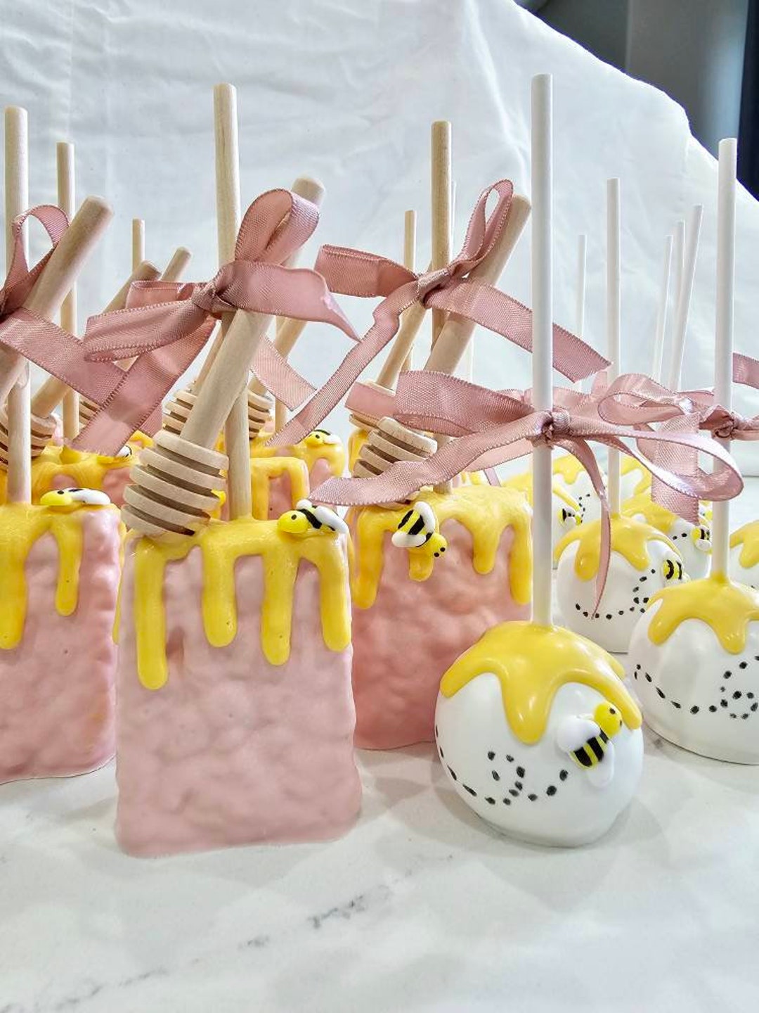 Winnie the Pooh Honey Bee Cake Pops and Rice Crispy Treats (please See ...