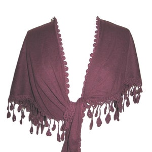 Large Triangle Scarf Cape Wrap With Diamante, Pearl Beading and Tassel ...