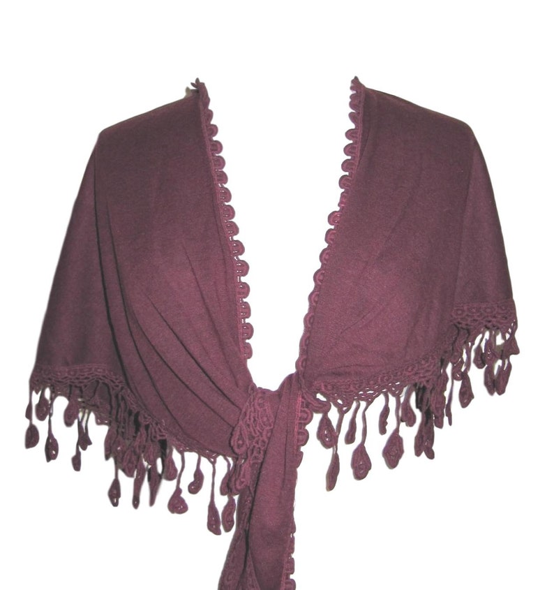 Large Triangle Scarf Cape Wrap With Diamante, Pearl Beading and Tassel ...
