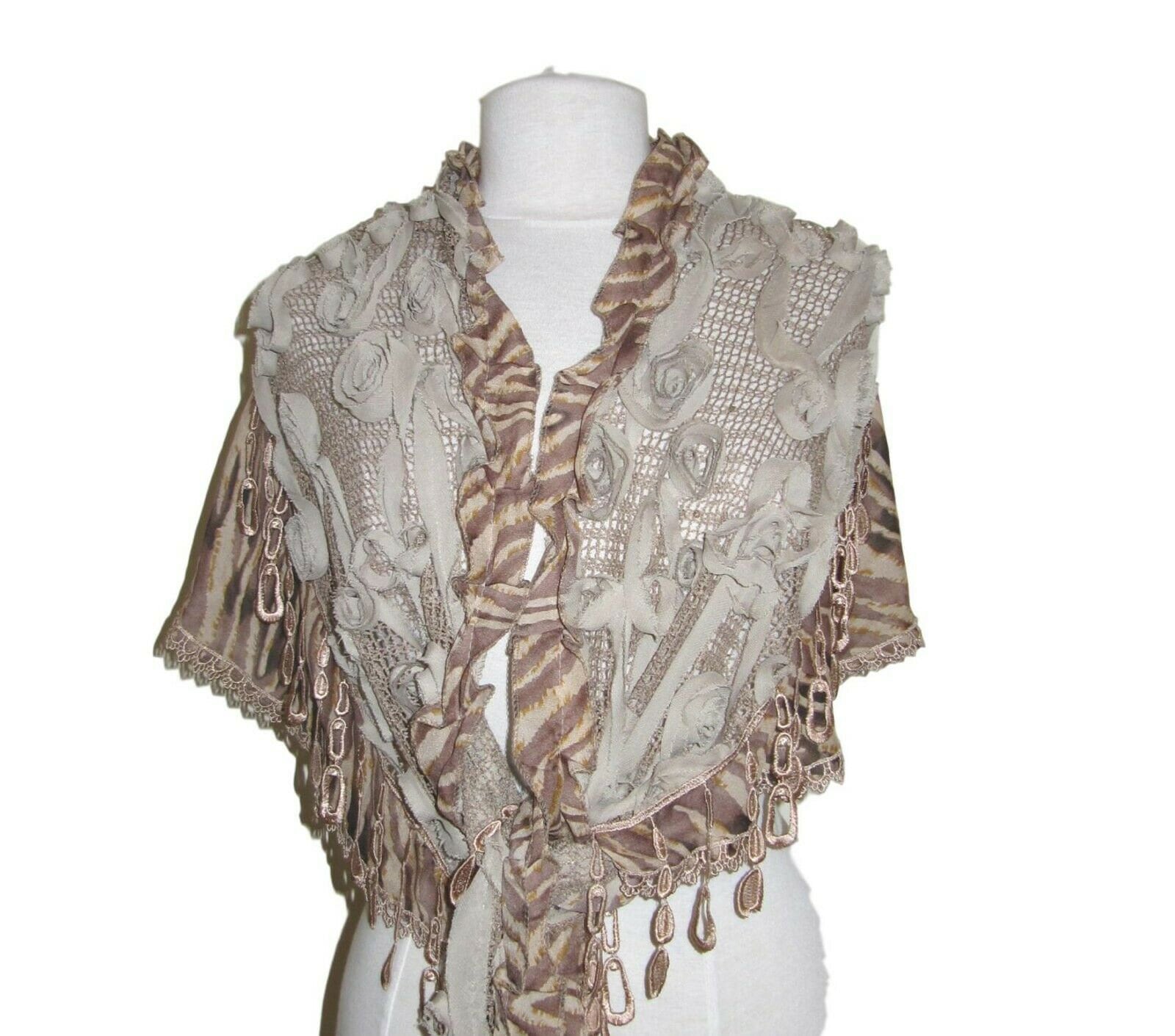Stunning Animal Print Triangle Scarf Shawl Wrap Silk Blend - Etsy