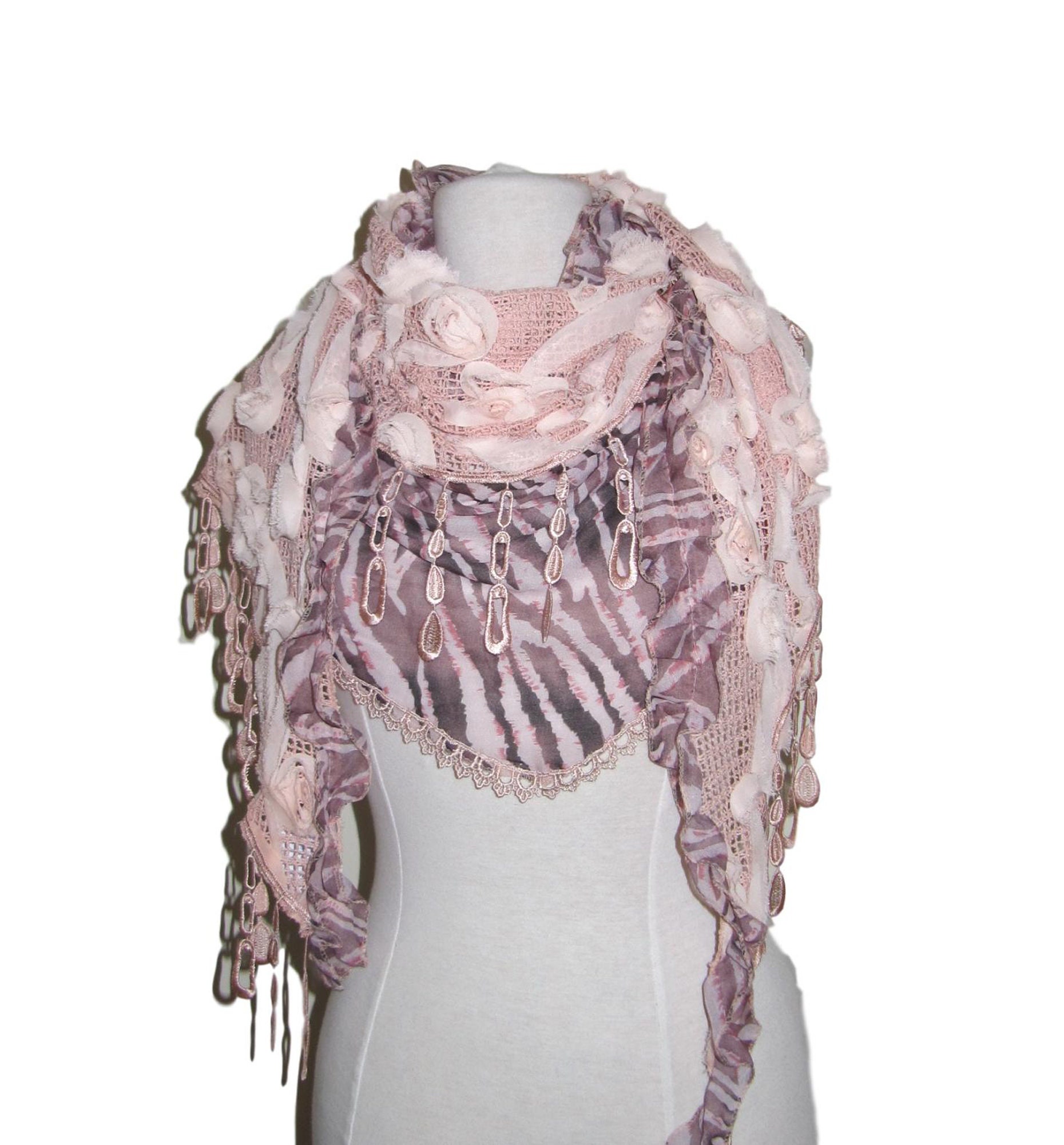 Stunning animal print triangle scarf shawl wrap silk blend | Etsy