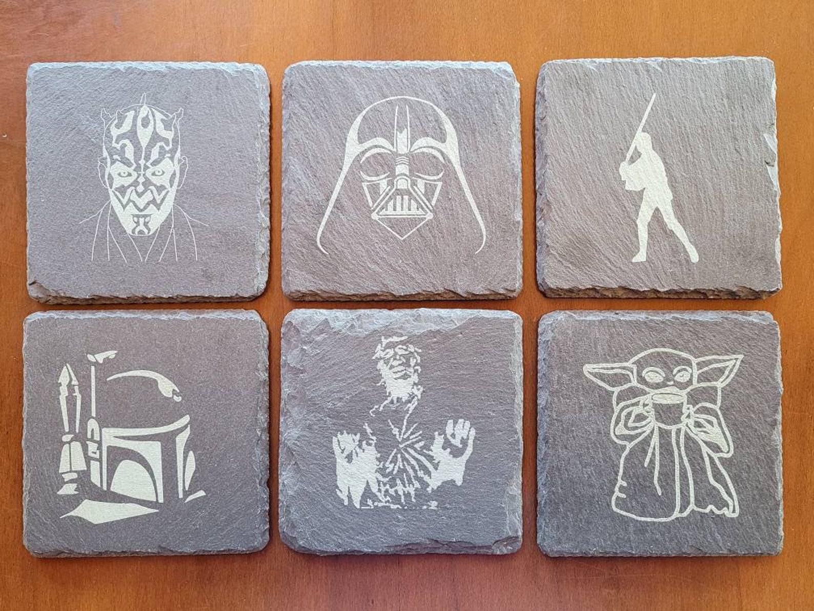 Star Wars Slate Coasters Characters Set of 6 Square - Etsy