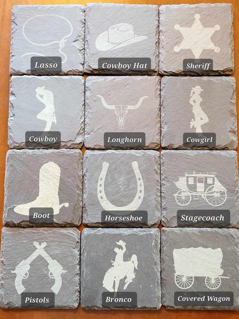 Slate Coasters, Western, Country - Etsy