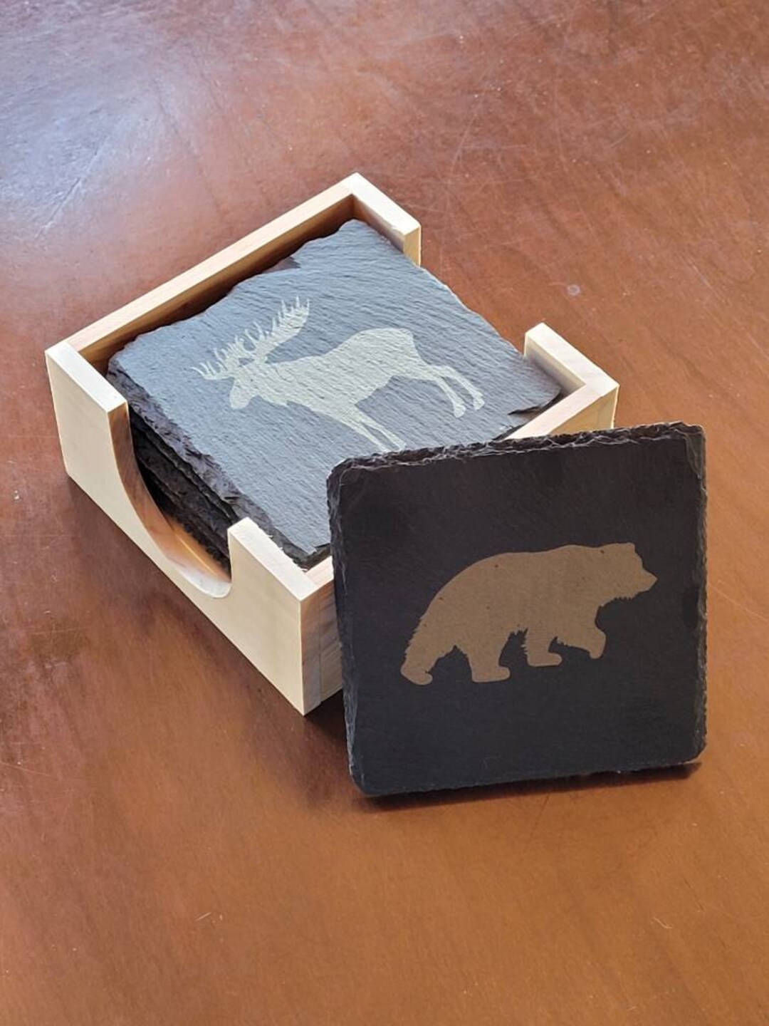 Slate Coasters -woodland Animals- Set of 6 - Etsy