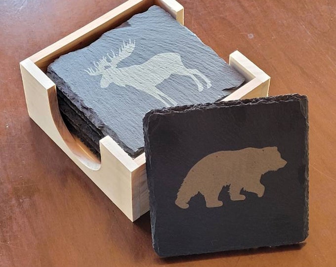 Slate Coasters woodland Animals Set of 6 - Etsy