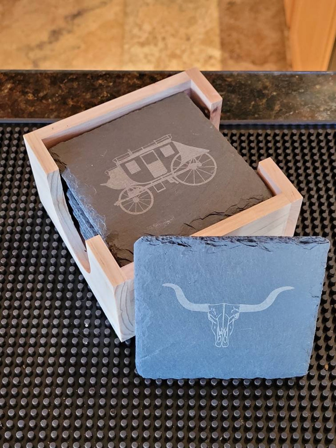 Slate Coasters, Western, Country - Etsy