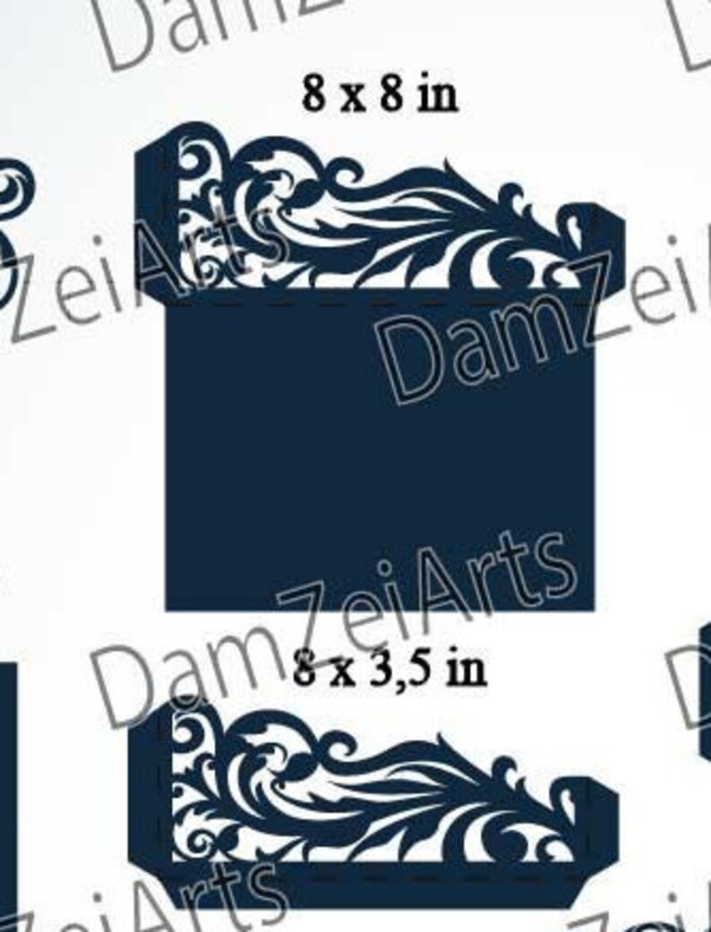 Envelope Ornamental Leaves Template 5x7'' Wedding Card - Etsy