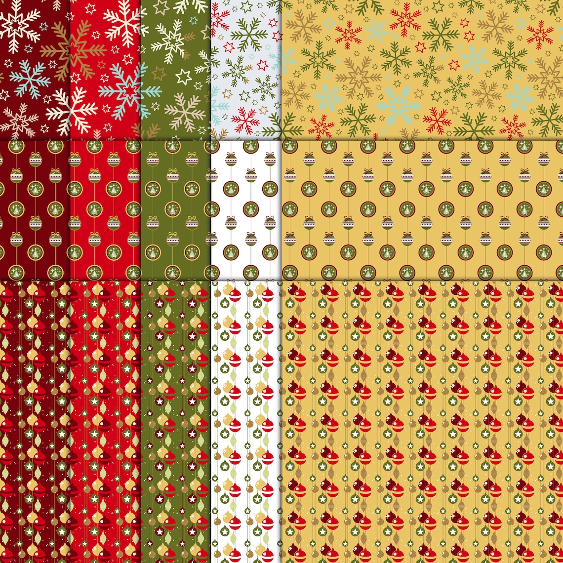 60 Christmas Digital Paper Christmas Scrapbook Paper Holiday | Etsy