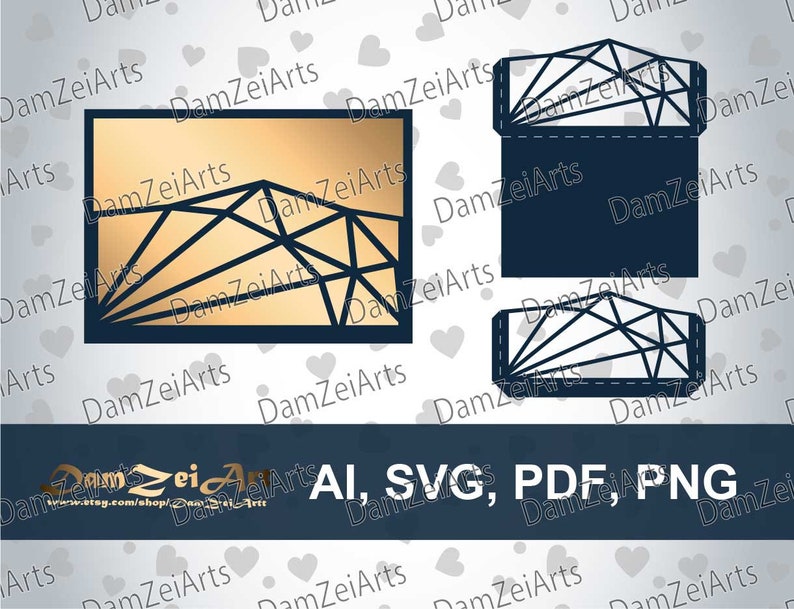 Envelope Geometric Template 5x7'' Diamond Wedding - Etsy