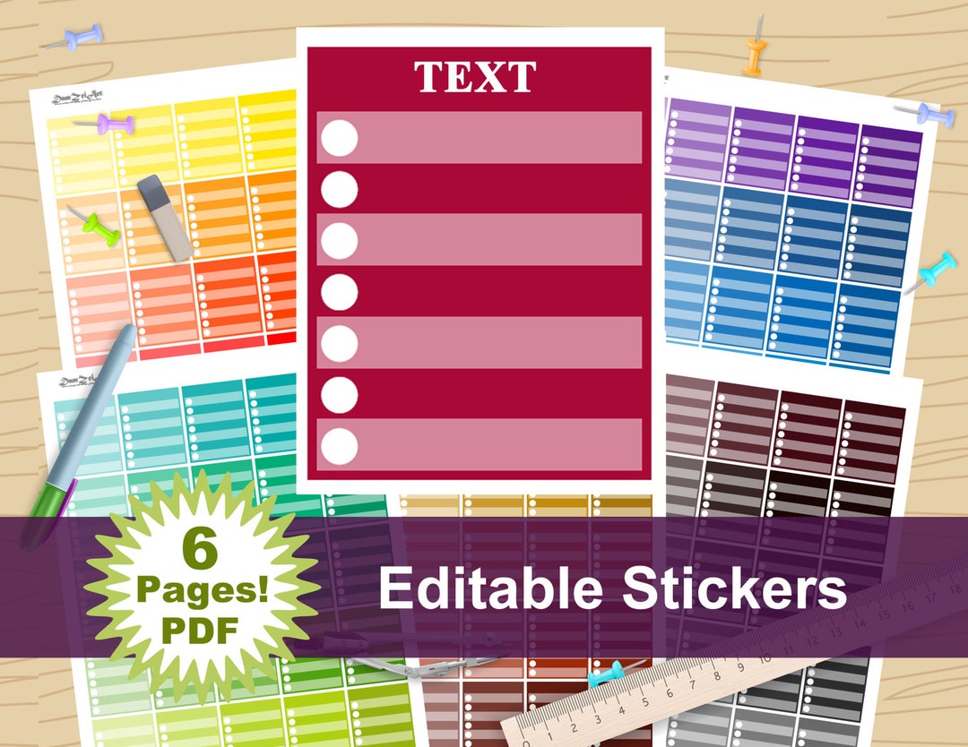 Editable Weekly Sidebar Planner Stickers Weekly Sticker - Etsy