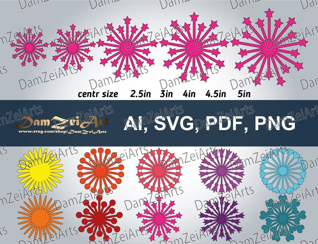10 Paper Flower Center Templates SVG, PDF, PNG / Digital Download (1 ...