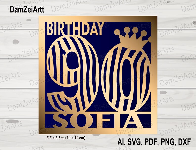 Personalized 90st Birthday Card Svg Personalized Birthday - Etsy