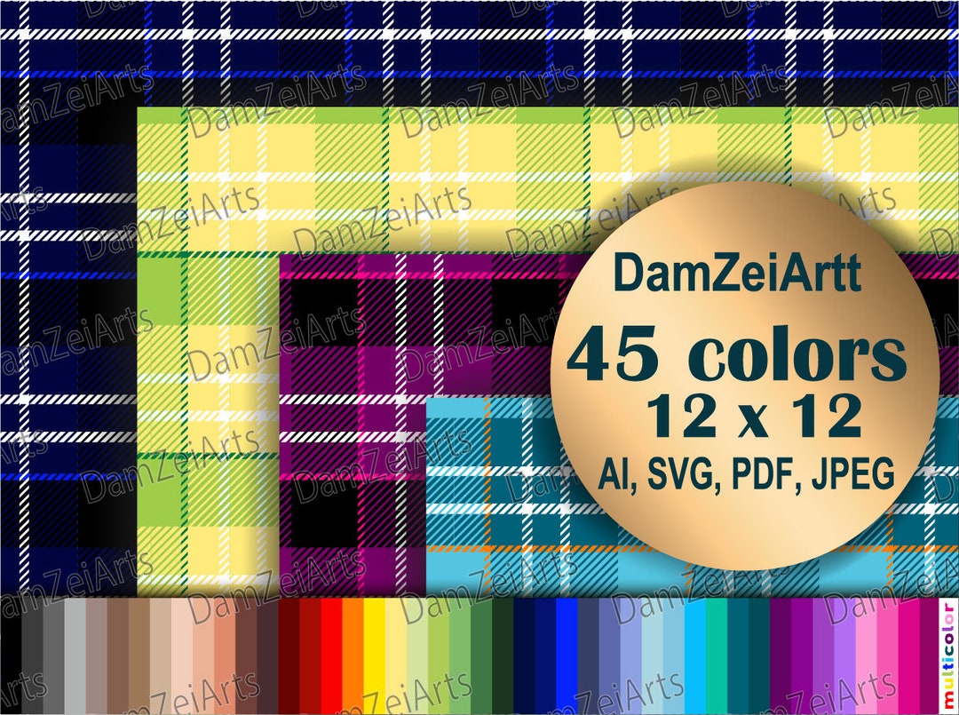 Rainbow Gingham Printable Digital Papers 300 DPI 45 COLOR Pet Digital ...