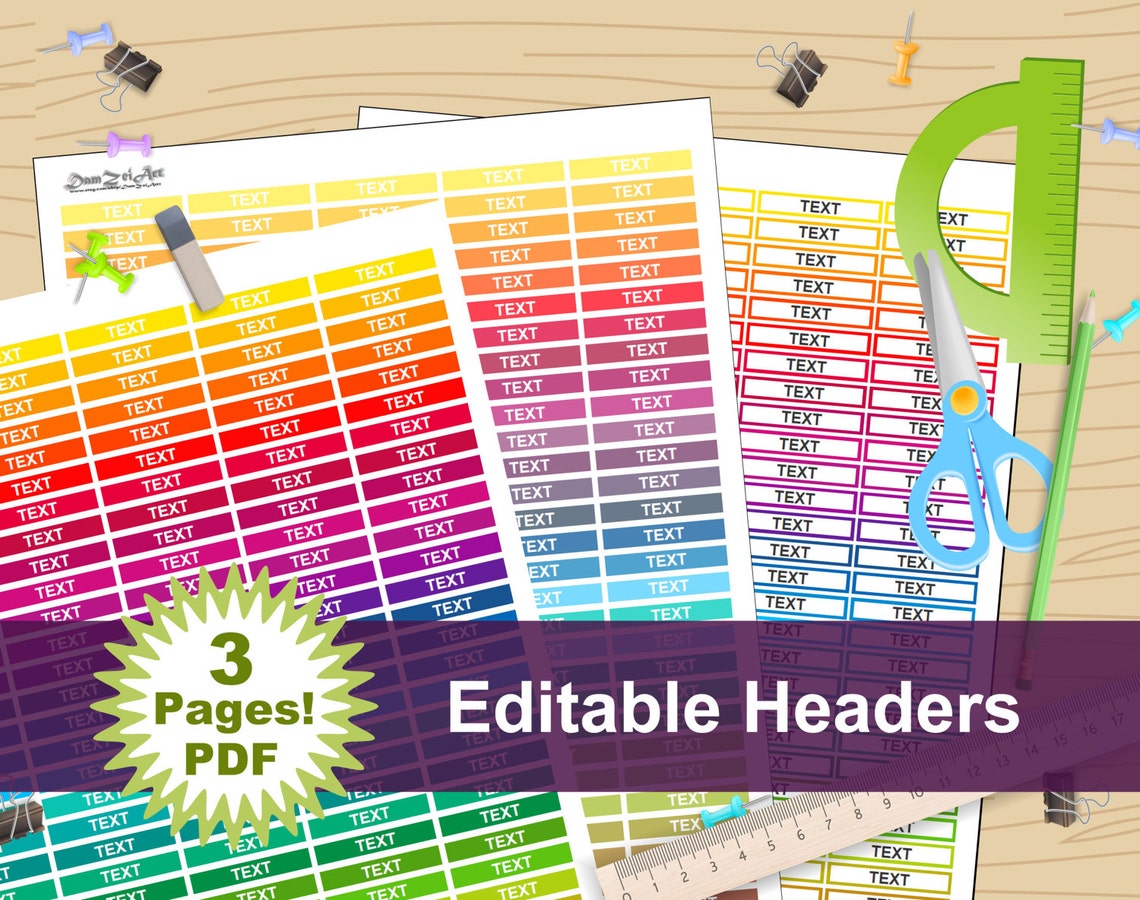 Editable Header Stickers Printable Today Stickerslittle | Etsy