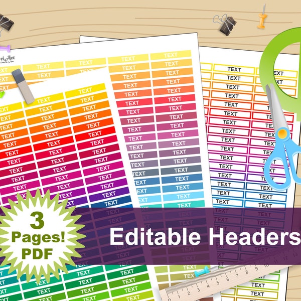 Header Stickers Printable - Etsy