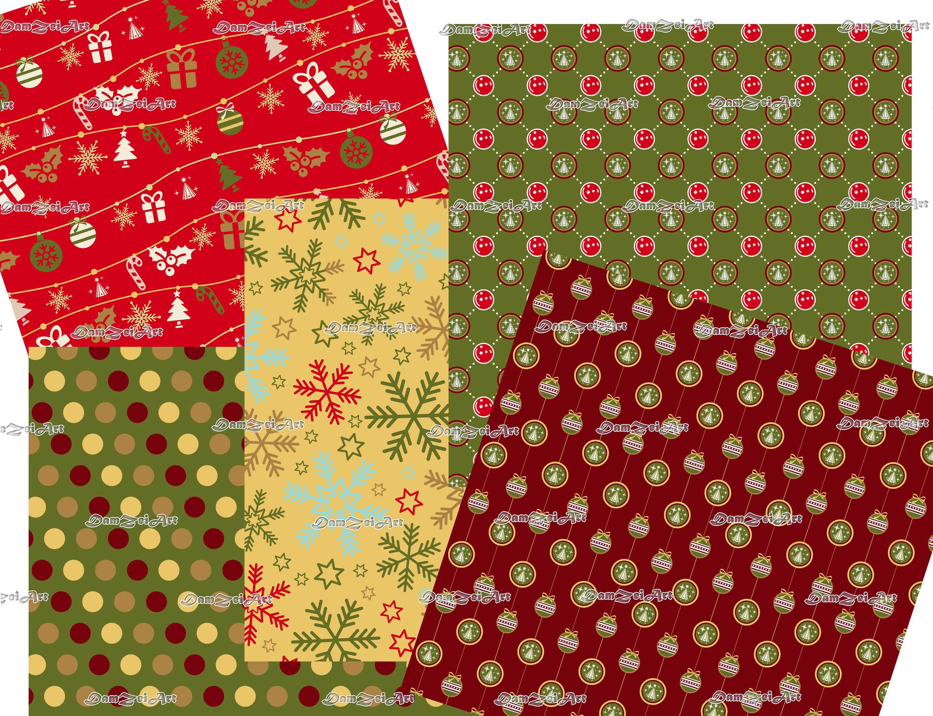 60 Christmas Digital Paper Christmas Scrapbook Paper Holiday | Etsy