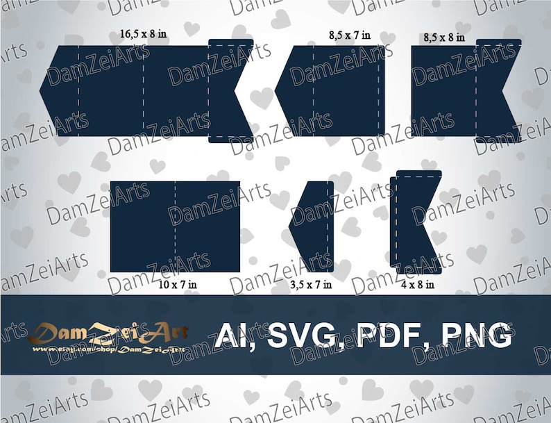 Tri Fold Pocket Envelope Template 5x7'' DIY Classic - Etsy