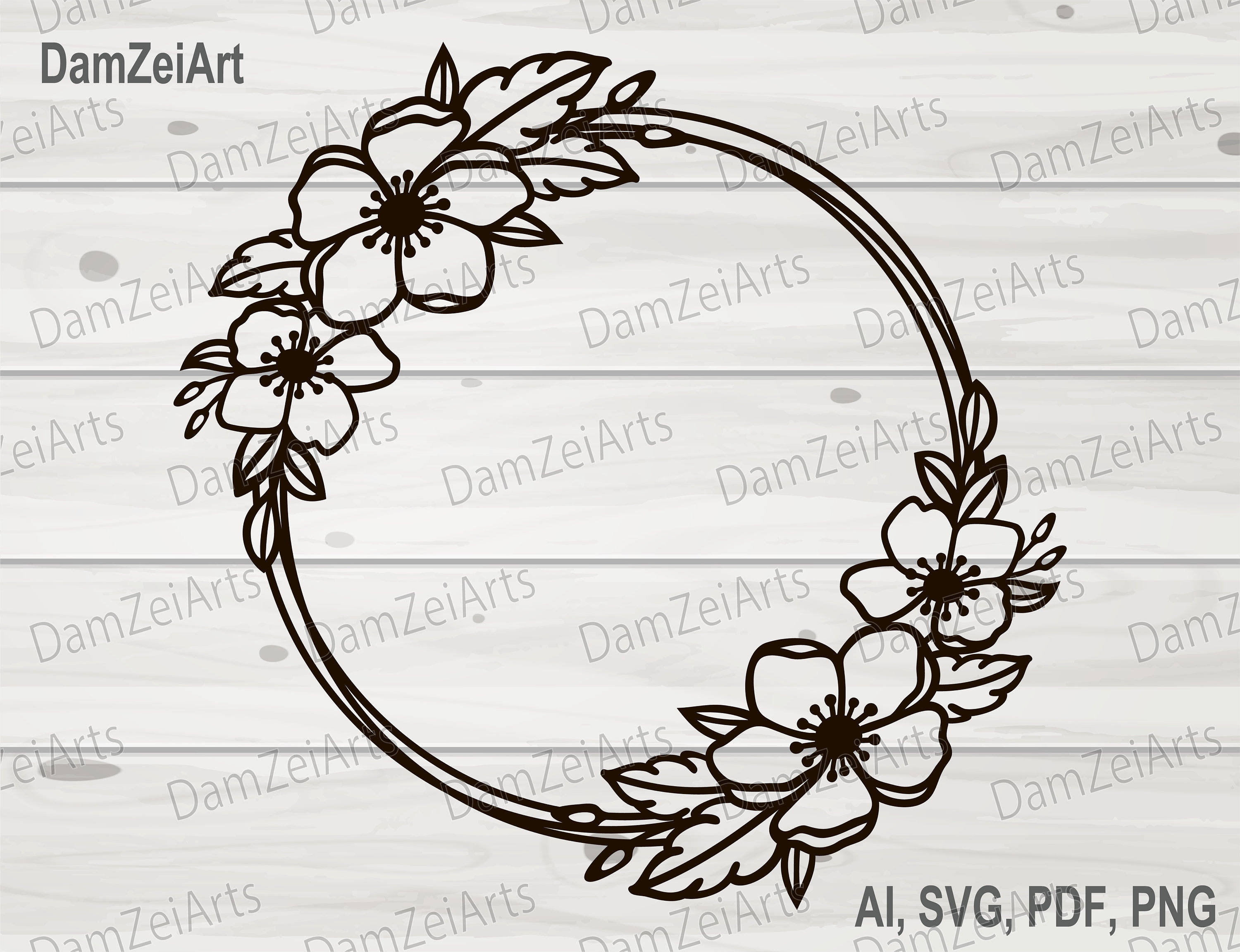 Flower Frame SVG Flower Wreath Svg Flower Monogram Frame - Etsy Canada