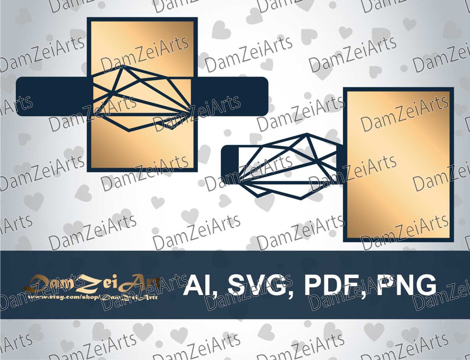 Set Geometric Template 5x7'' Diamond Wedding | Etsy