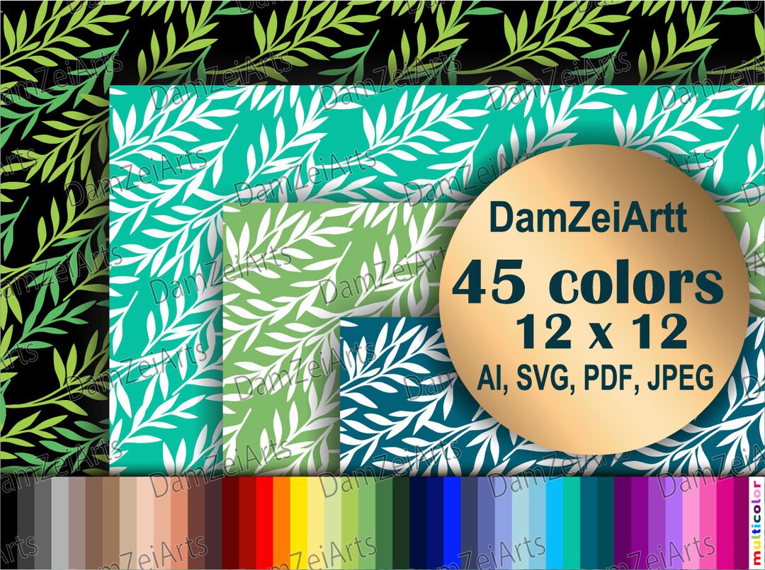 White Leaf Rainbow Printable Digital Papers 300 DPI 45 COLOR - Etsy
