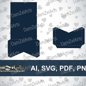 Tri Fold Pocket Envelope Template 5x7'' DIY Classic Pocket Wedding ...