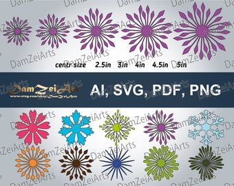 10 Paper Flower Center Templates SVG PDF PNG / Digital | Etsy