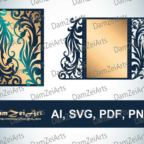 Gate-fold Card Template Digital SVG DXF Files Wedding - Etsy