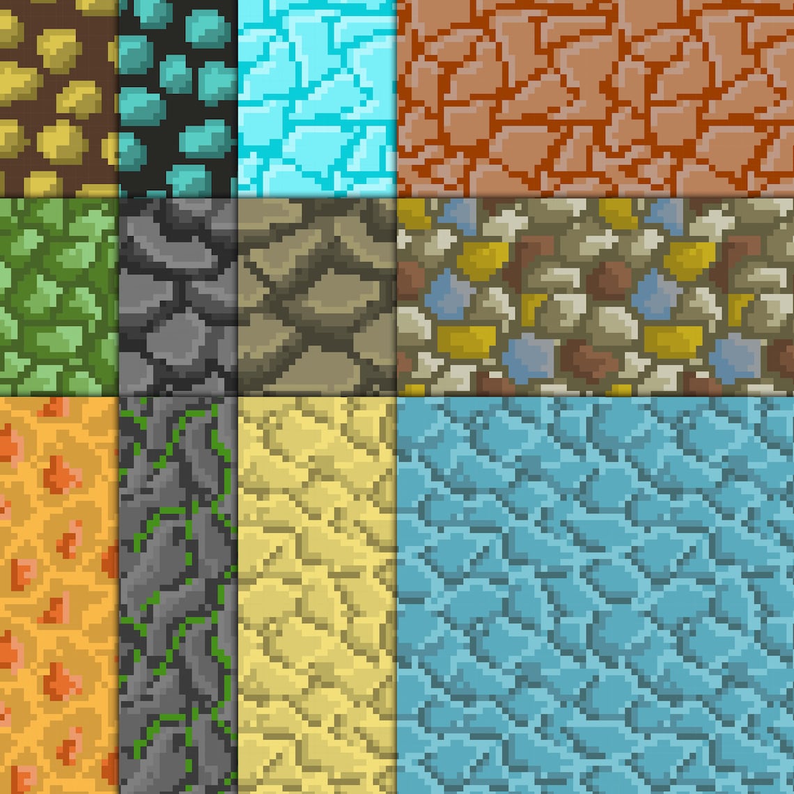 Rainbow Minecraft Printable Digital Papers 300DPI 33COLOR Pet | Etsy