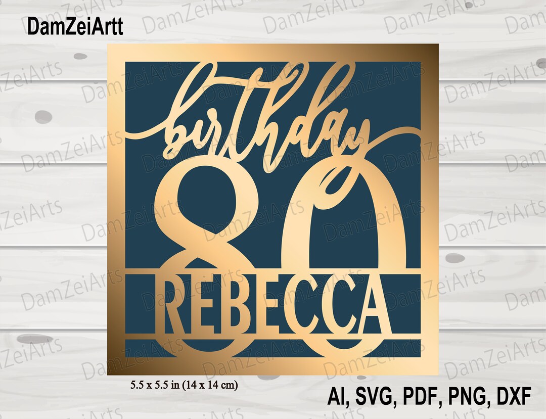 Personalized 80 Birthday Card, Svg Personalized, Birthday Card Svg ...