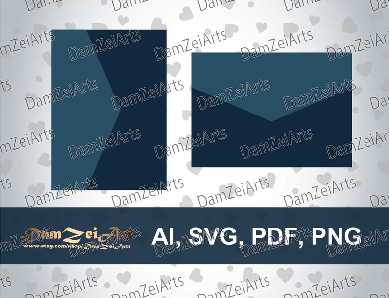 Tri Fold Pocket Envelope Template 5x7'' DIY Classic - Etsy