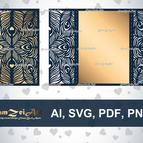 Gate-fold Card Template Digital SVG DXF Files Wedding - Etsy