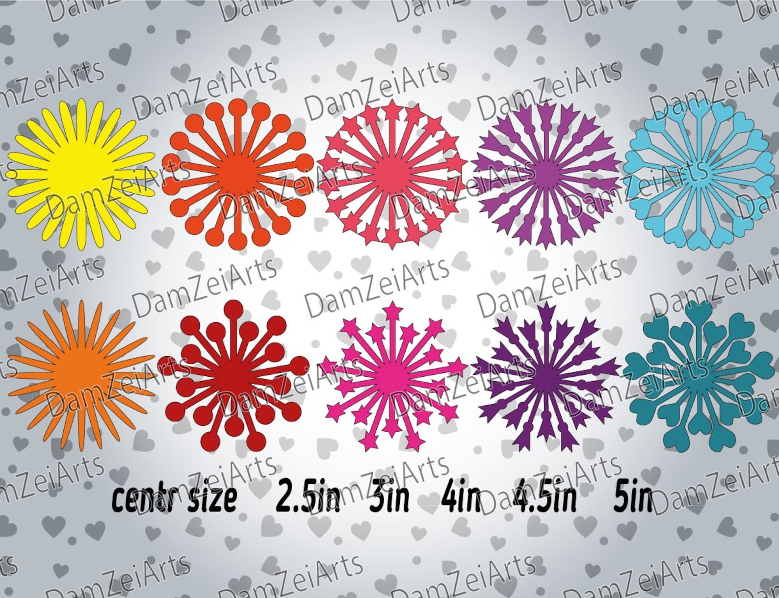 10 Paper Flower Center Templates SVG PDF PNG / Digital | Etsy