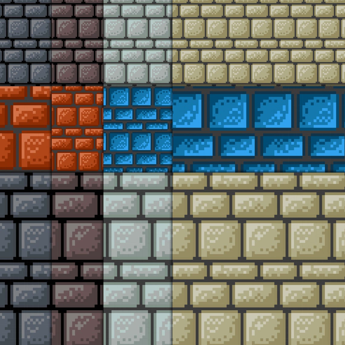 Rainbow Minecraft Printable Digital Papers 300DPI 33COLOR Pet | Etsy