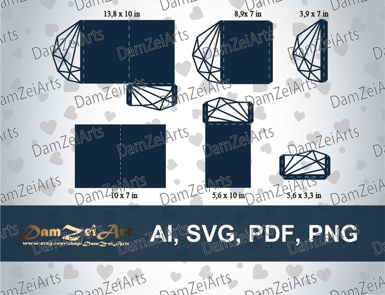 Set Geometric Template 5x7'' Diamond Wedding | Etsy