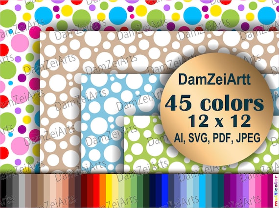 White Polka Dot Rainbow Printable Digital Papers 300 DPI 45 | Etsy