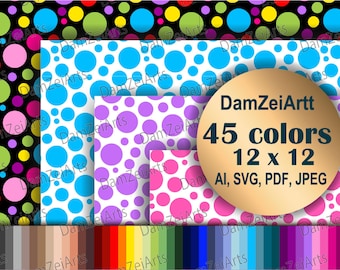 White Polka Dot Rainbow Printable Digital Papers 300 DPI 45 | Etsy