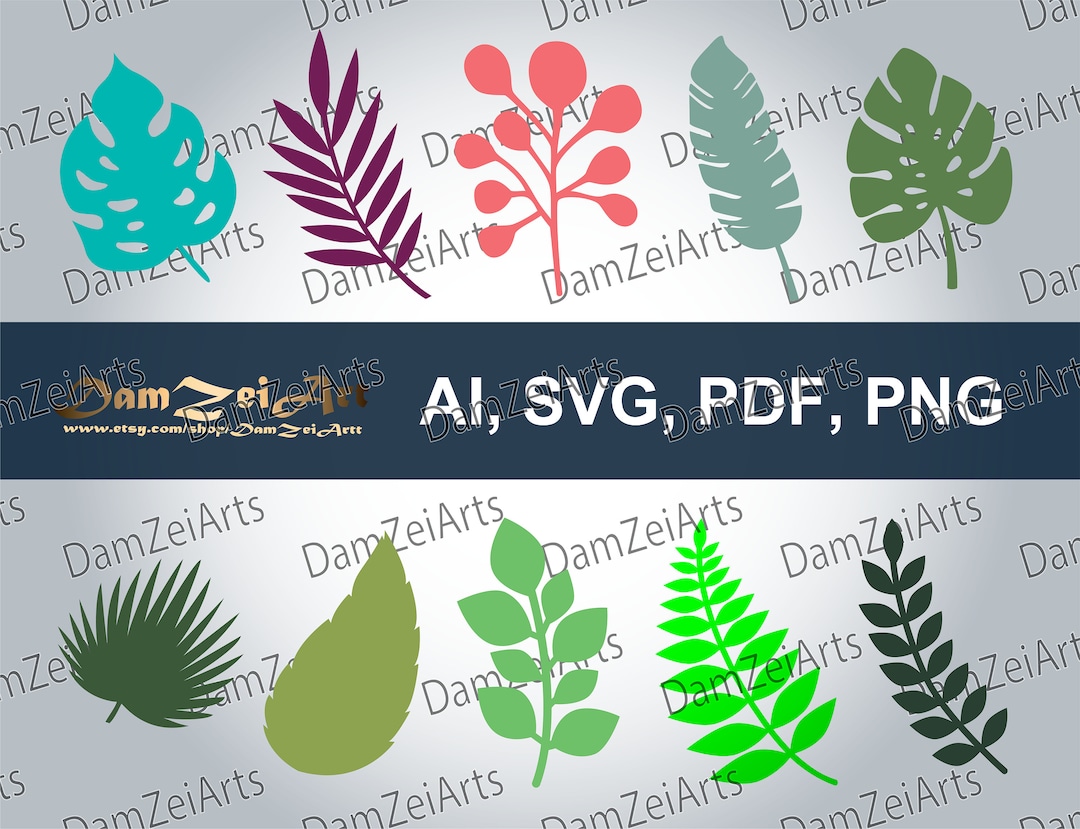 10 Paper Leaves SVG Templates, Cut Files for Cricut Silhouette, Giant ...